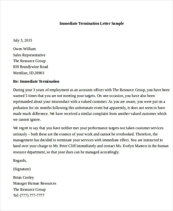 FREE 29 Termination Letter Templates In PDF MS Word