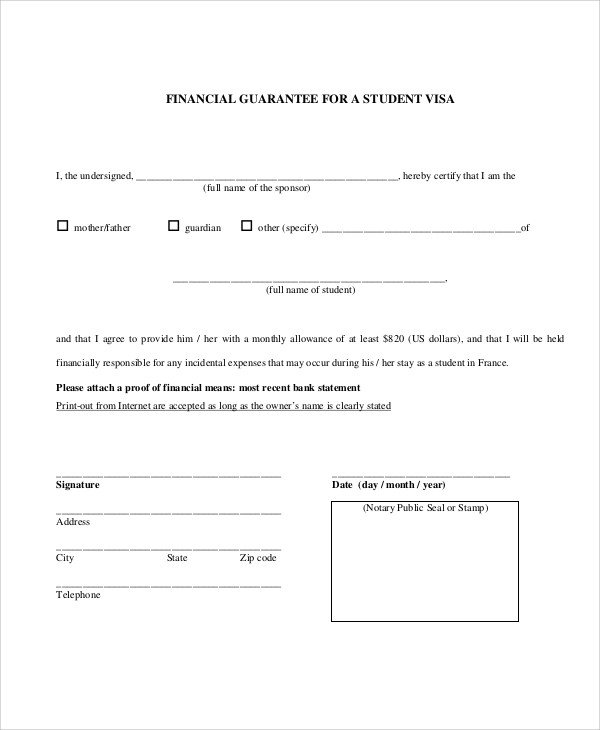 Guarantee Letter Visa At Bernice Astle Blog
