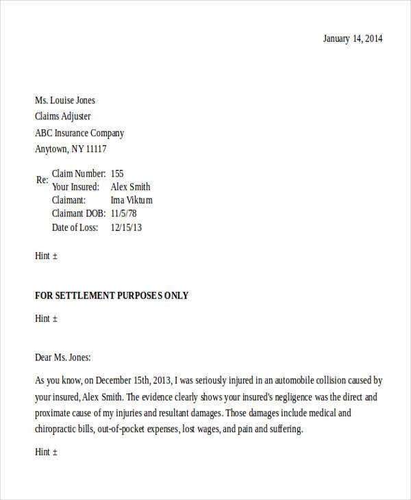 Sample Demand Letter For Insurance Settlement The Document Template