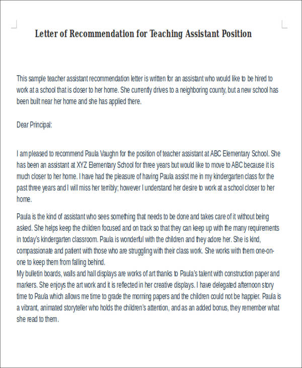 FREE 4 Sample Letter Of Recommendation For Teaching Position In MS FREE 4 Sample Letter Of Recommendation For Teaching Position In MS