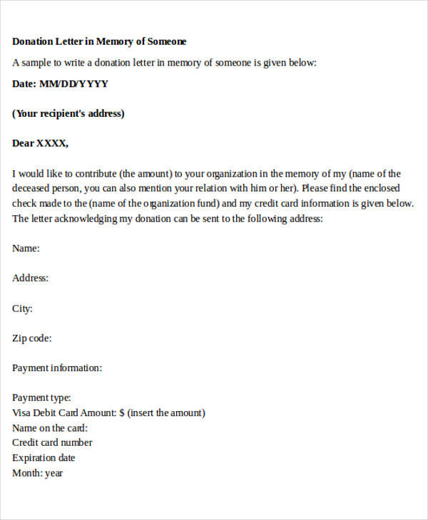 Donation In Memory Of Acknowledgement Letter Mamiihondenk