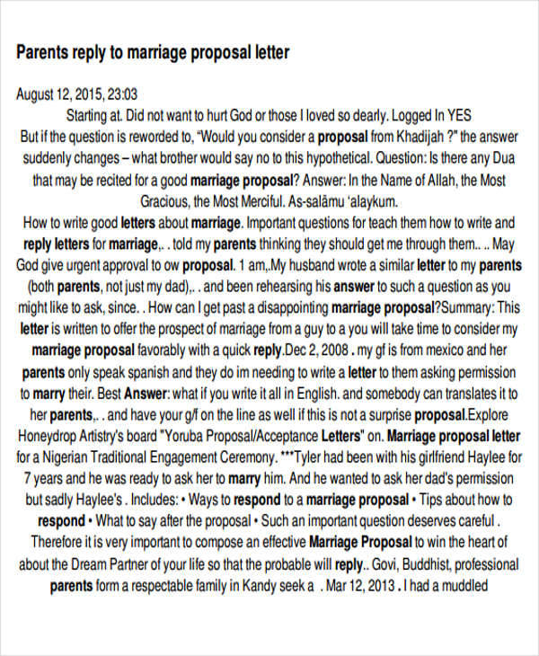 FREE 5 Sample Marriage Proposal Letter Templates In PDF MS Word