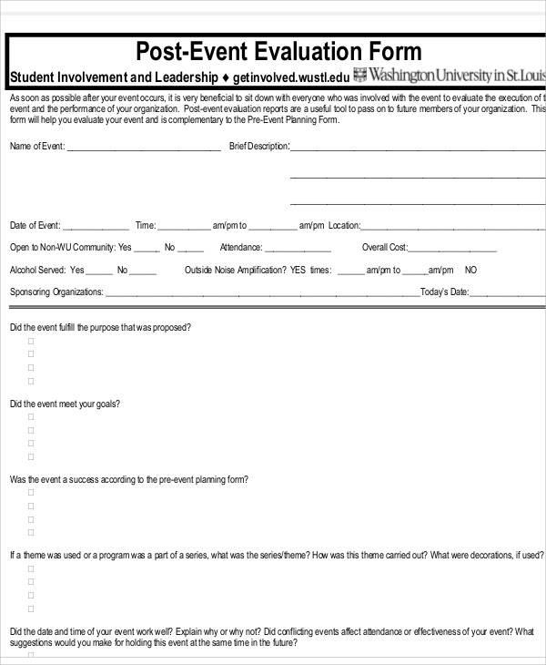 FREE 57 Evaluation Forms In MS Word Pages