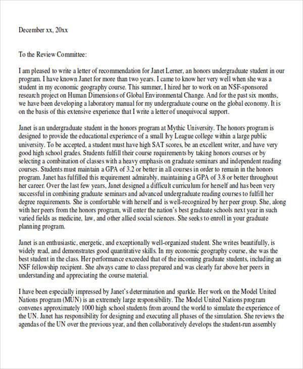 How To Write A Professional Letter Of Recommendation For Grad School