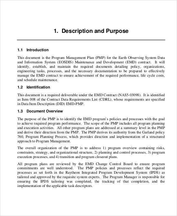 FREE 8 Program Management Plan Samples In MS Word PDF