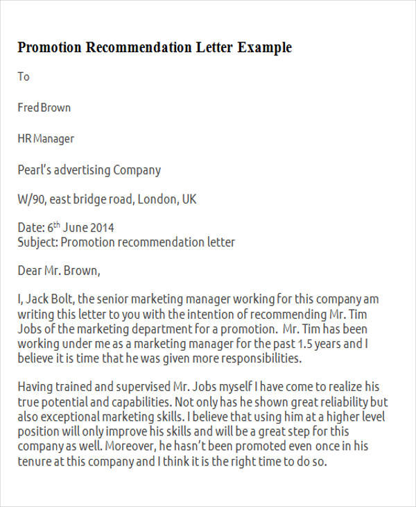 Google Docs Recommendation Letter Template