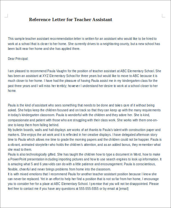 FREE 3 Sample Reference Letter For Teachers In PDF MS Word