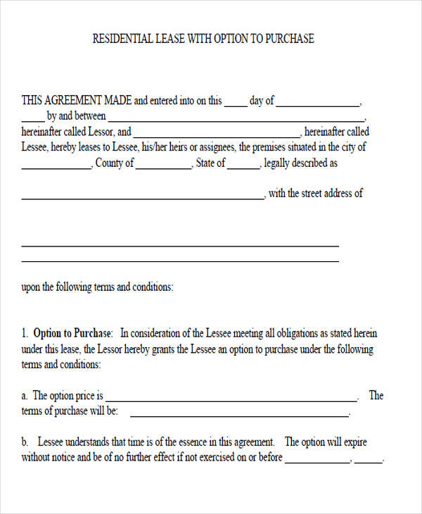 FREE 8 Rent to Own Contract Samples In PDF MS Word Google Docs Pages