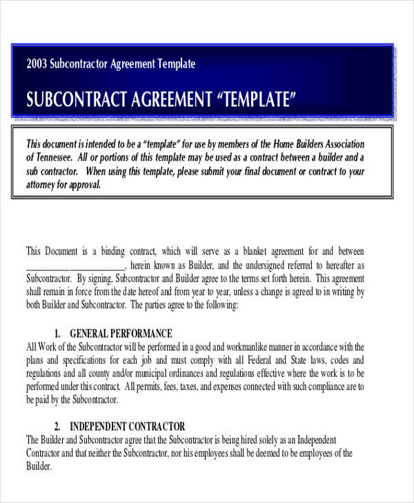 Painting Subcontractor Agreement Template TUTORE ORG Master Of 
