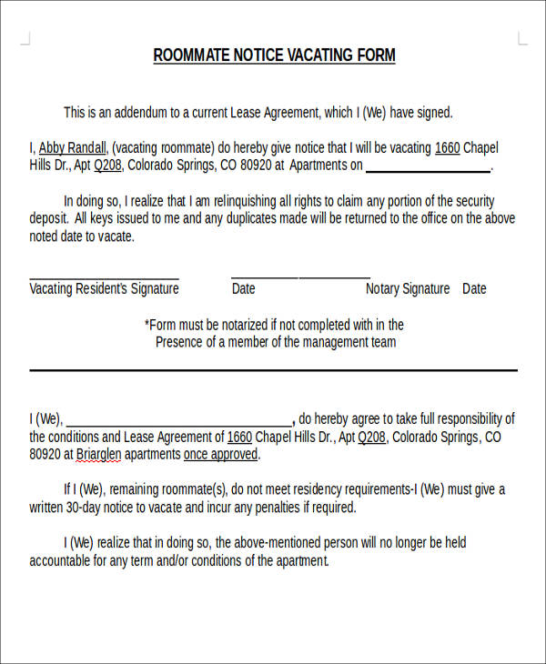 FREE Sample Notice Forms In PDF MS Word