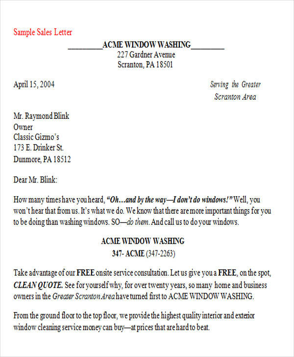 Sample Letter Quote