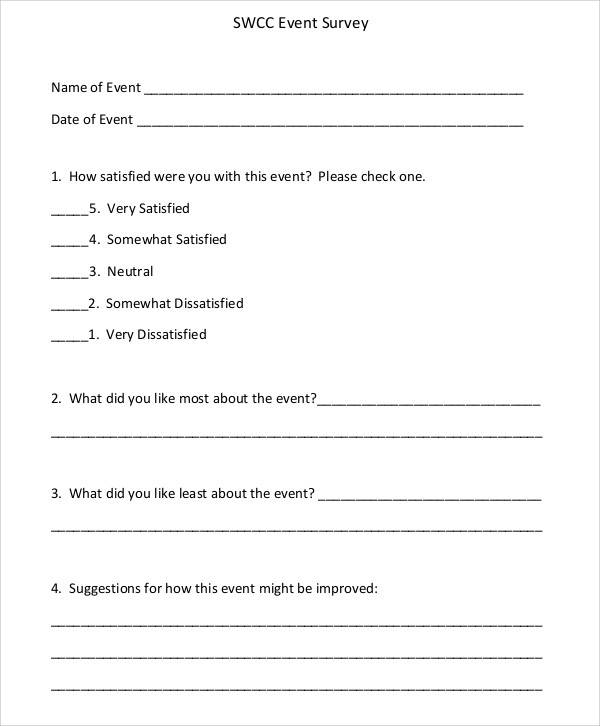 FREE 60 Sample Survey Forms In MS Word PDF