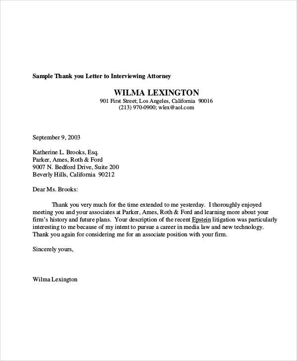 FREE 7 Sample Thank You Letters After Interview In PDF