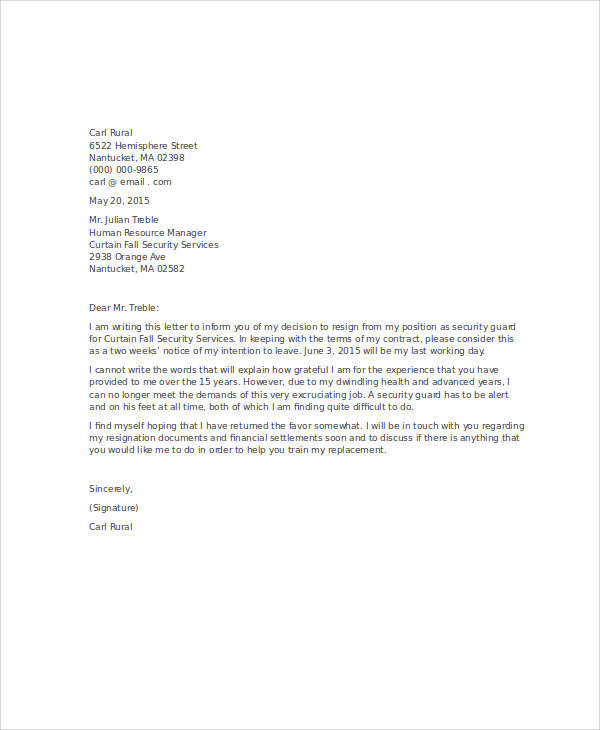 Officer Resignation Letter Template