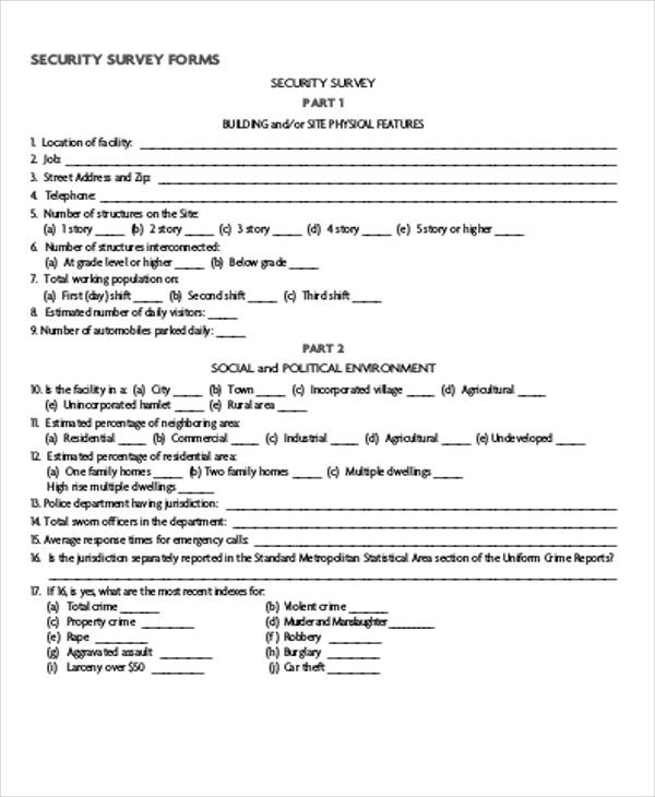 FREE 48 Examples Of Survey Forms In MS Word PDF