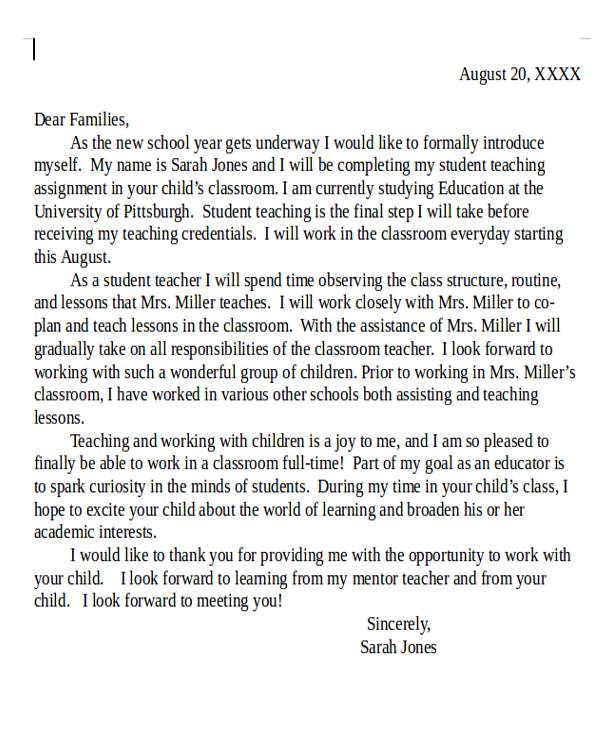 Teacher Introduction Letter Template Teacher Introduction Letter Template