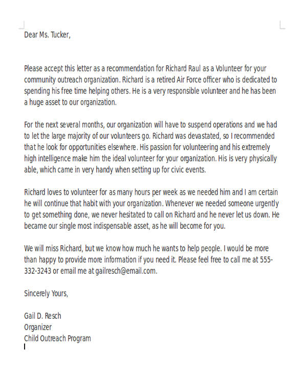 Reference Letter Template For Volunteer Best Creative Template