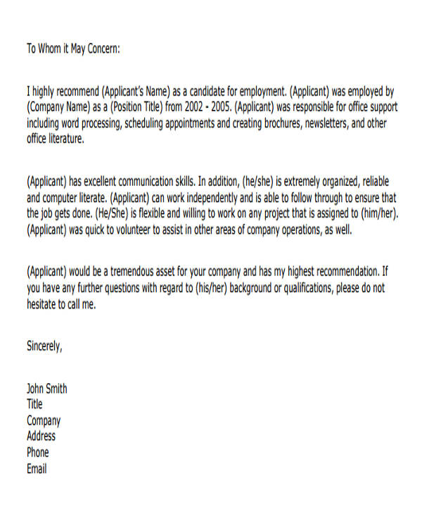 Experience Letter Work Reference Letter Free Resume Template Word 