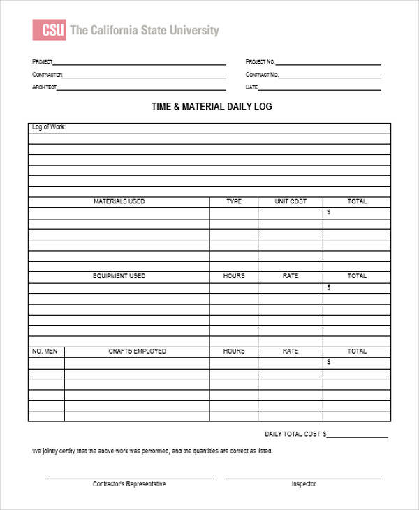 FREE 37 Daily Log Templates In MS Word