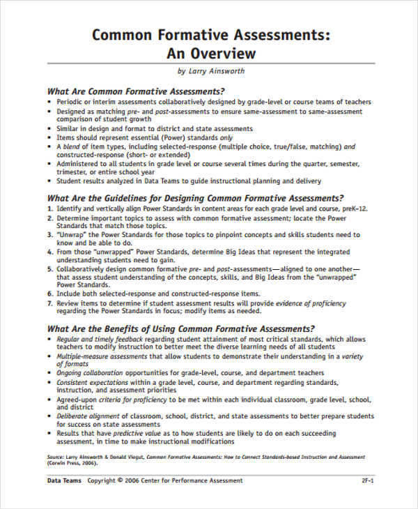 FREE 33 Assessments In PDF MS Word Excel