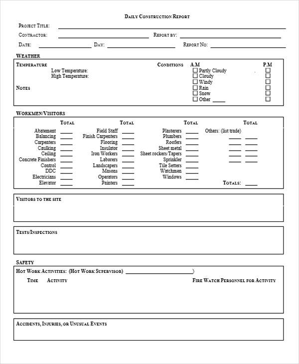 FREE 34 Daily Log Templates In PDF MS Word