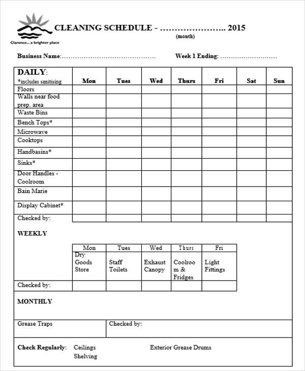 Cleaning Log Template