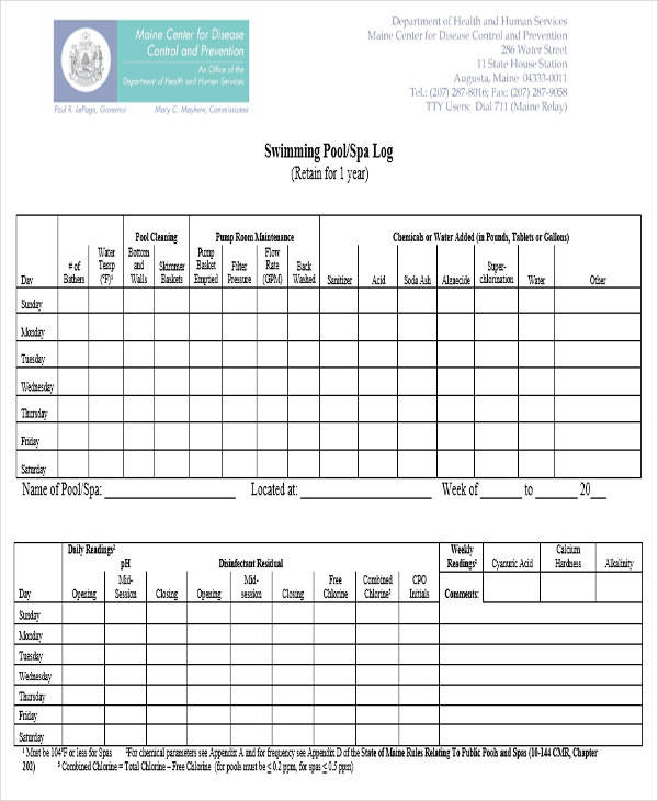 Printable Pool Maintenance Checklist Printable World Holiday