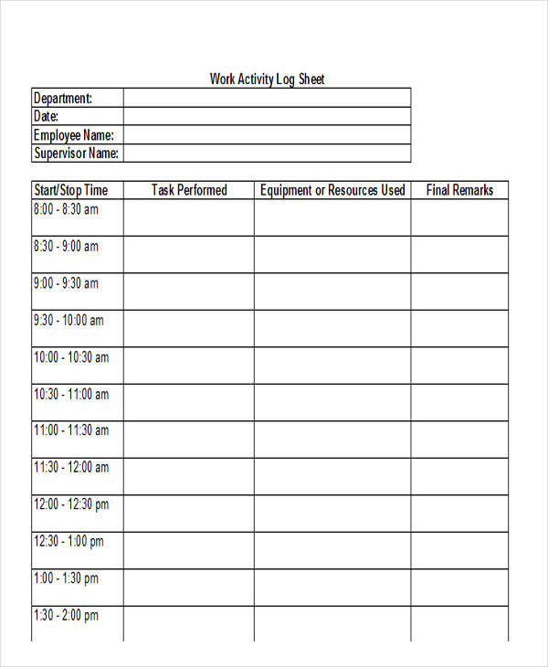 FREE 34 Daily Log Templates In PDF MS Word