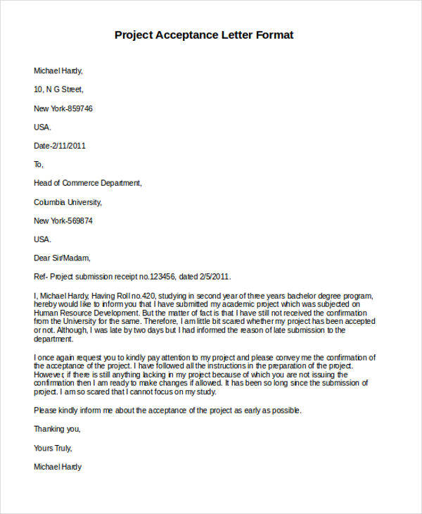 Acceptance Letter Sample Response To Contract Award Letter HQ 