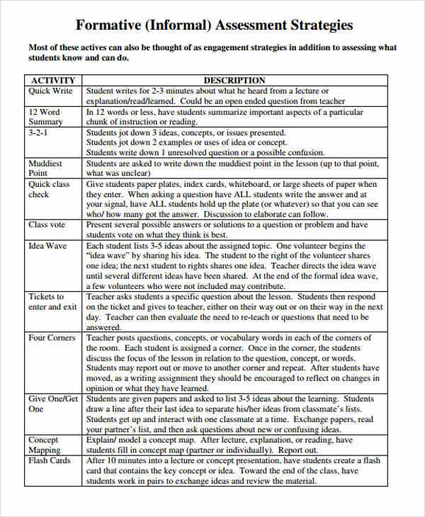 FREE 33 Assessments In PDF MS Word Excel
