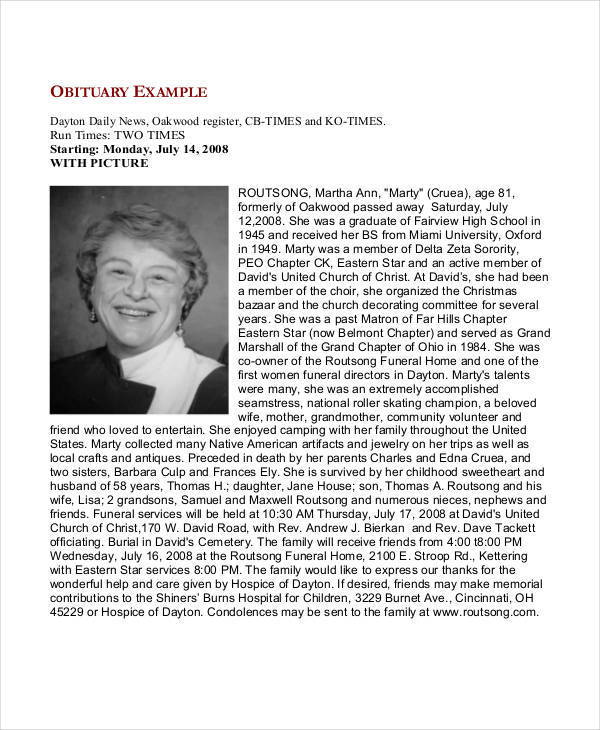 Newspaper Examples Of Obituaries FREE 35 Printable Obituary Samples Newspaper Examples Of Obituaries FREE 35 Printable Obituary Samples