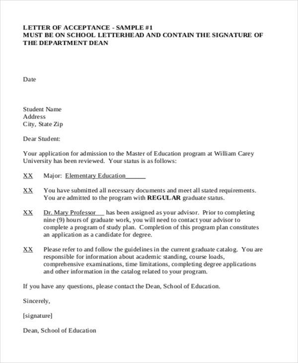 FREE 76 Acceptance Letter Templates In MS Word Pages Google Docs PDF FREE 76 Acceptance Letter Templates In MS Word Pages Google Docs PDF