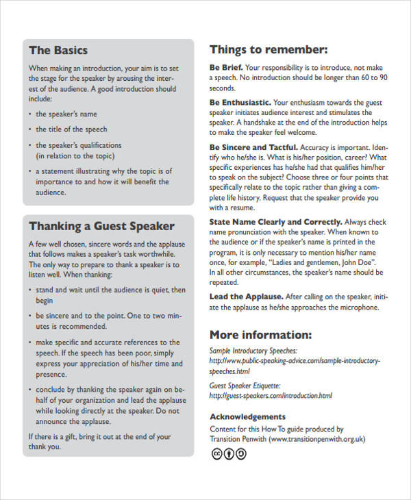 FREE 36 Introduction Speech Samples In PDF