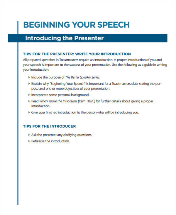 Sample Speech Introduction Presentation