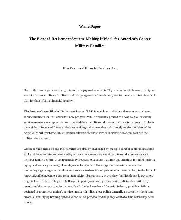 Army White Paper Examples