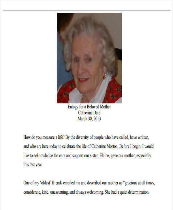 Free Obituary Template For Mother