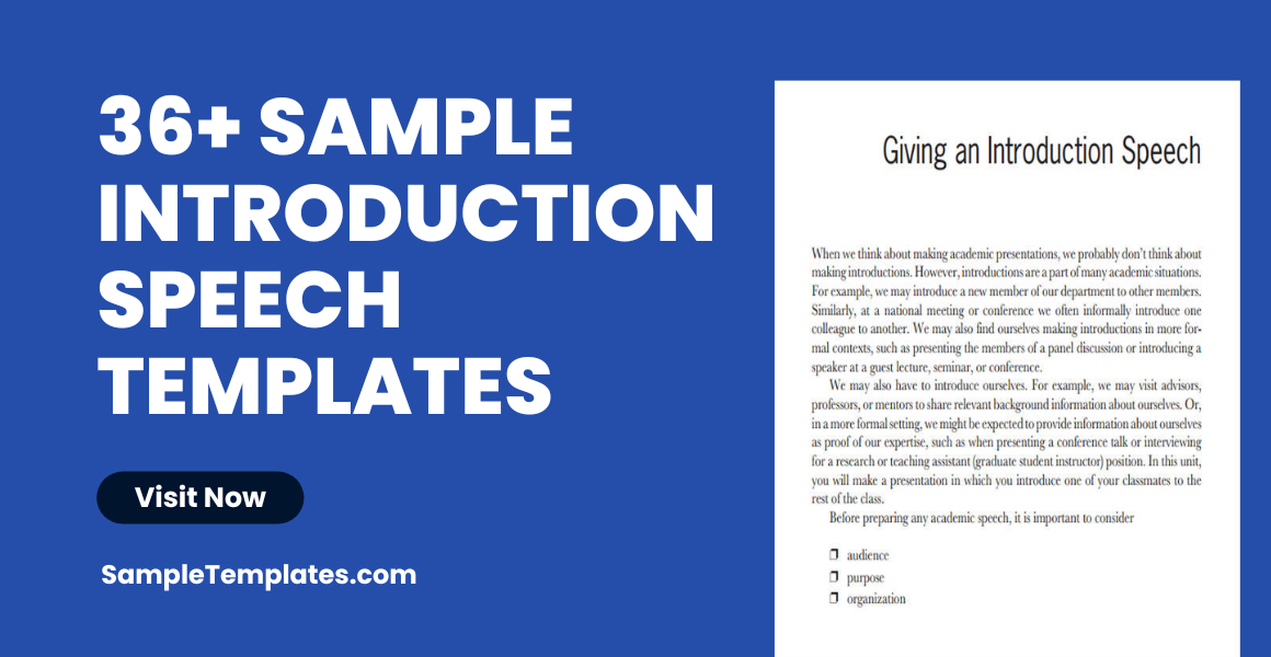 FREE 36 Introduction Speech Samples In PDF