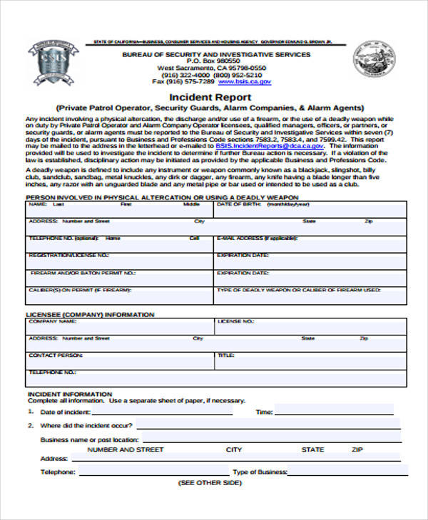 Security Officer Report Writing Samples