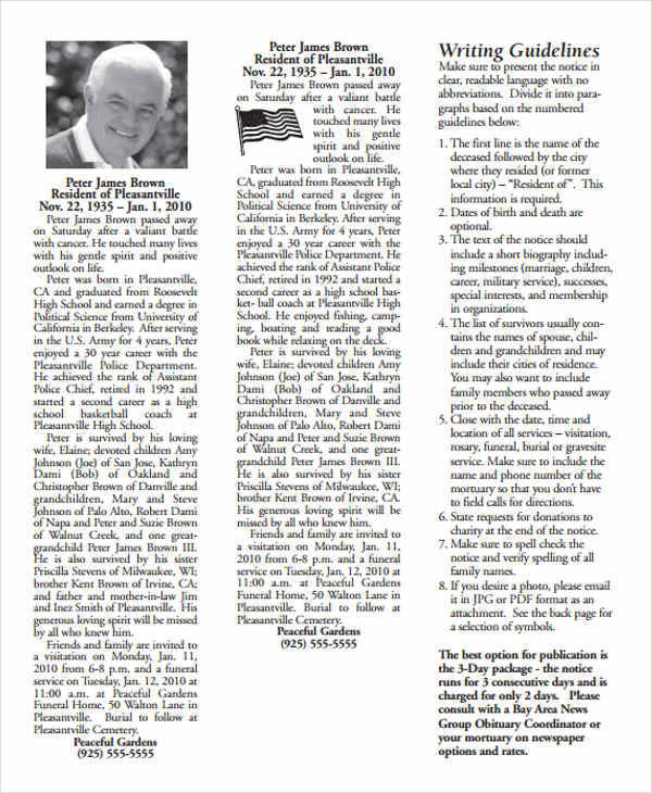 FREE 35 Printable Obituary Samples In PDF MS Word