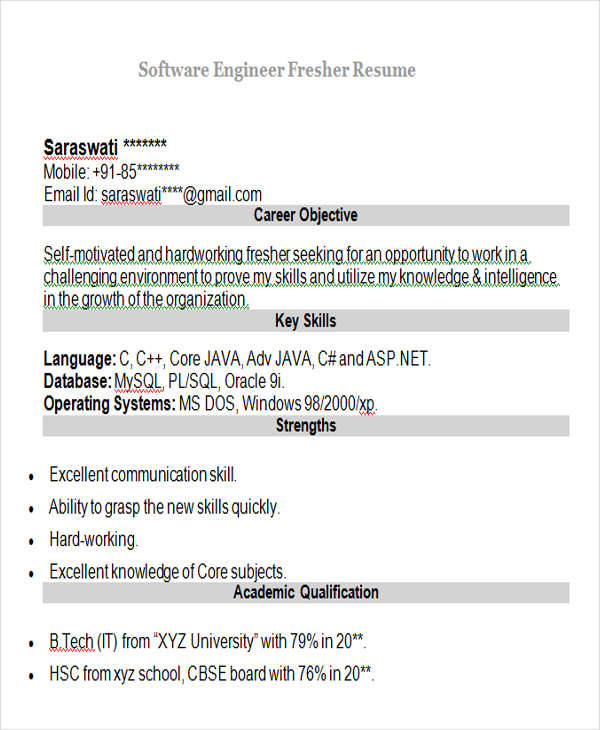 FREE 42 Professional Fresher Resume Templates In PDF MS Word