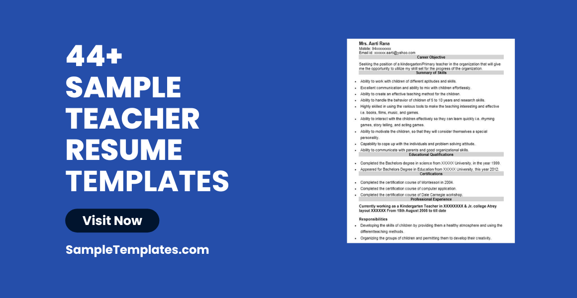 FREE 44+ Teacher Resume Templates in PSD | Illustrator | Indesign ...