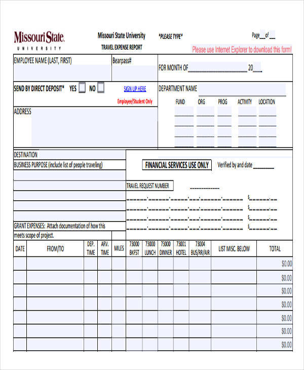22 Expense Report Format Templates Free Premium Templates