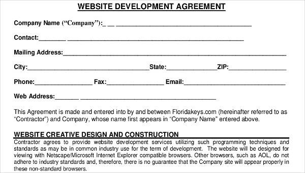 7 Printable Development Contract Samples & Templates | Sample Templates