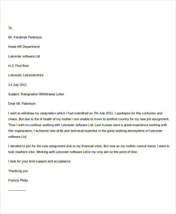 FREE 26 Formal Resignation Letter Samples In PDF MS Word