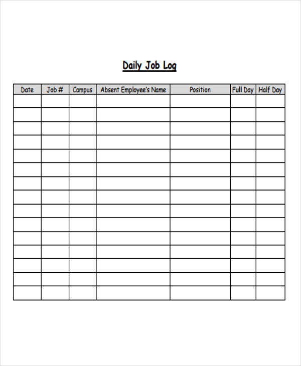 FREE 27 Daily Log Samples Templates In PDF MS Word
