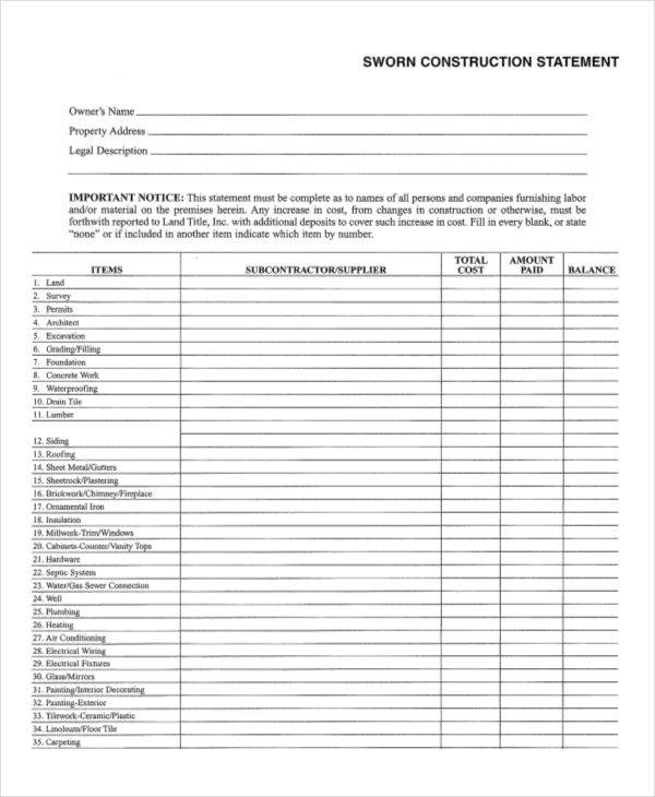 Bee Sworn Affidavit Word Template Word Pdf Form Editable Affidavit 