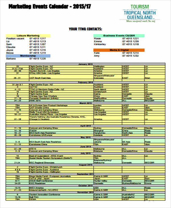 FREE 23 Event Calendar Samples Templates In PDF MS Word Google 