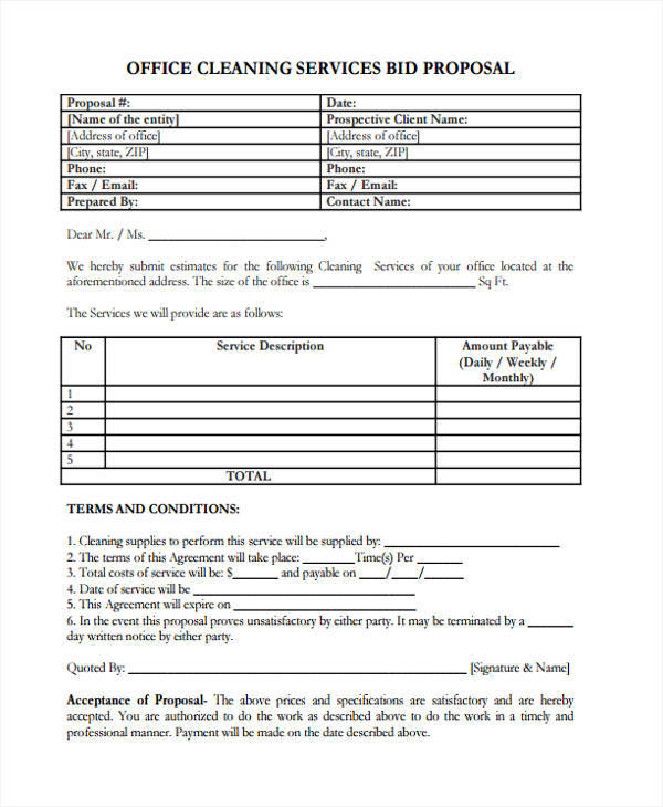 FREE 8 Cleaning Proposal Templates In PDF MS Word Pages Google Docs