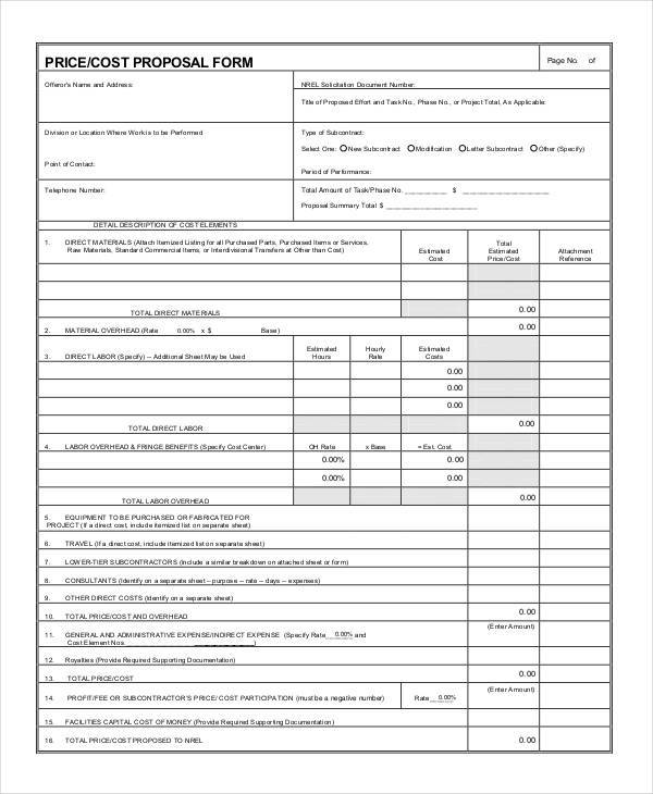 FREE 8 Cost Proposal Templates In MS Word PDF Google Docs Pages 