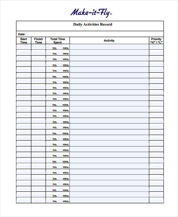 FREE 23 Time Log Samples Templates In PDF MS Word